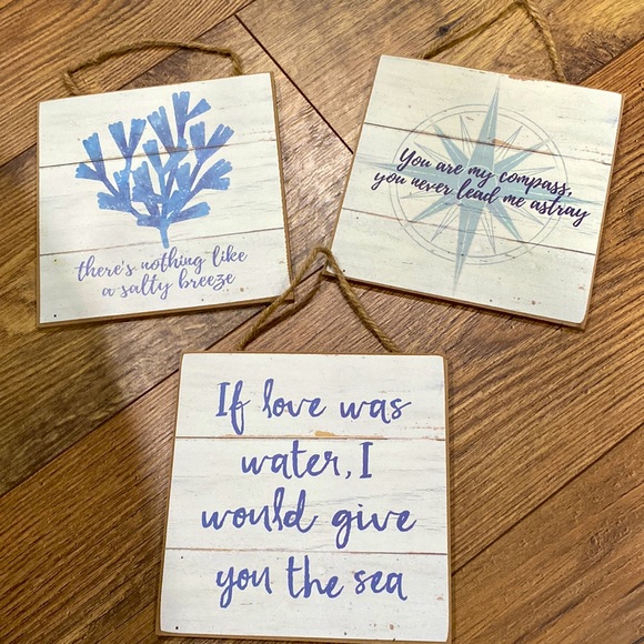 Wall Decor | 3 Ocean Themed Wooden Plaques | Poshmark